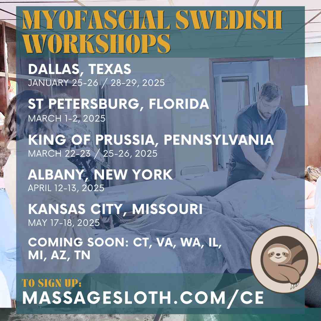 New workshops for early 2025 | Massage Sloth